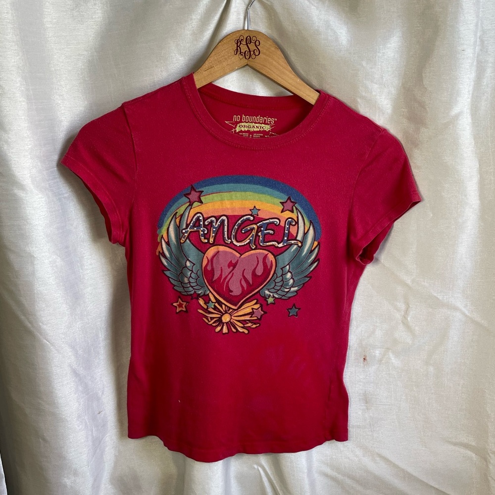 Y2k Red Angel Rainbow Graffiti Tattoo Graphic Print S… - Gem